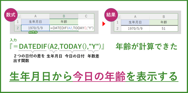 【たった一行】生年月日から自動で年齢を表示する方法【Excel】 | Exstudy